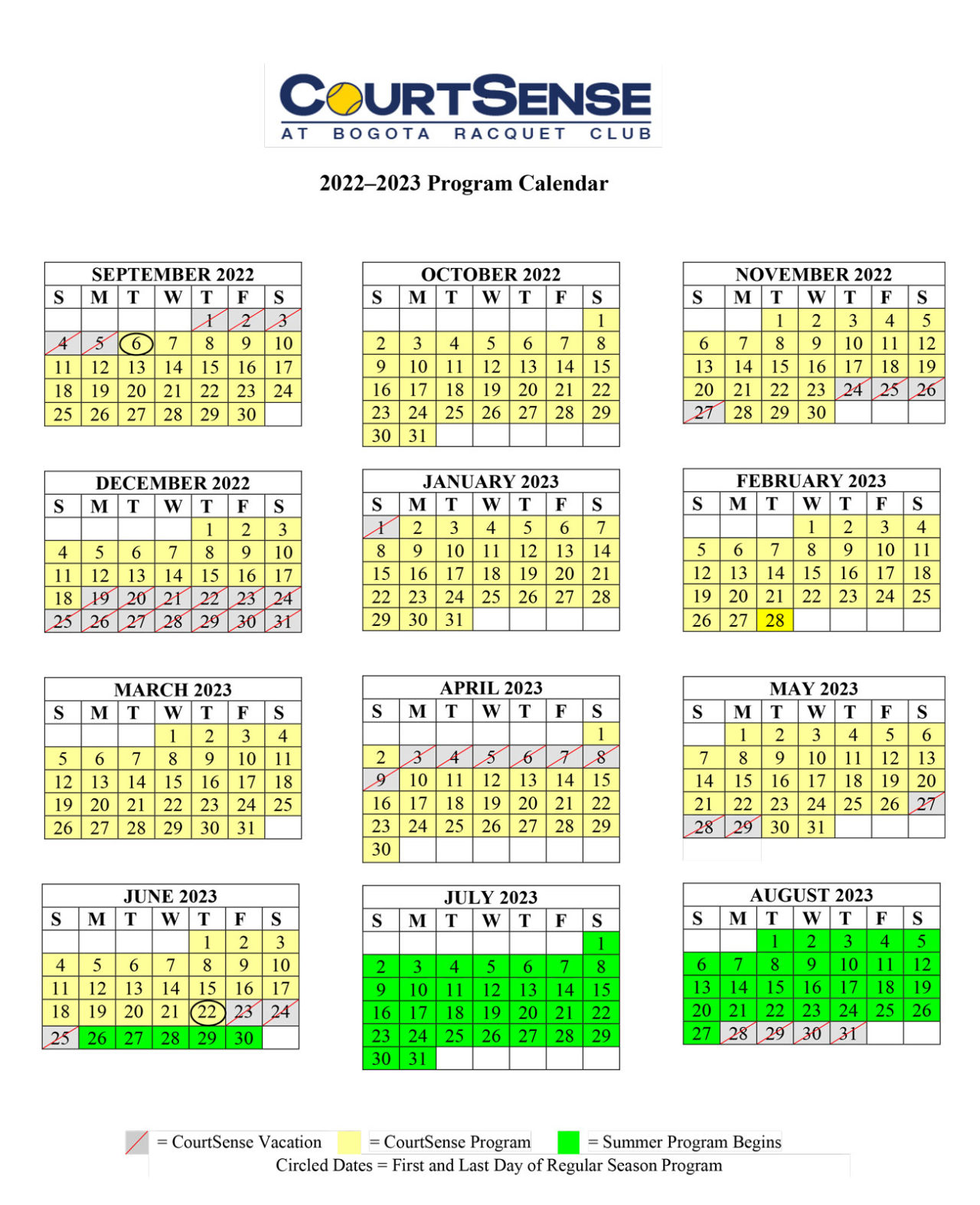 Program Calendar | CourtSense